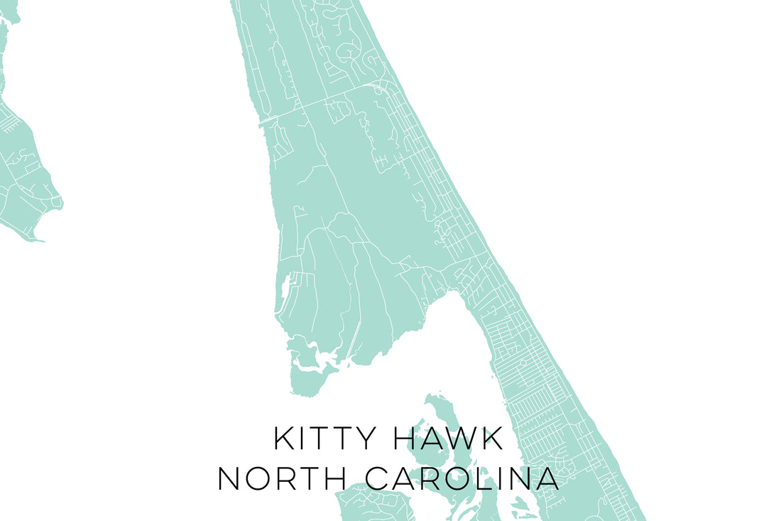 Kitty Hawk North Carolina Map • Kitty Hawk NC Custom Map • Kitty Hawk ...
