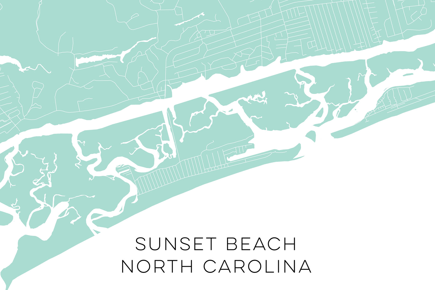 Sunset Beach North Carolina Map • Sunset Beach NC Custom Map • Sunset ...