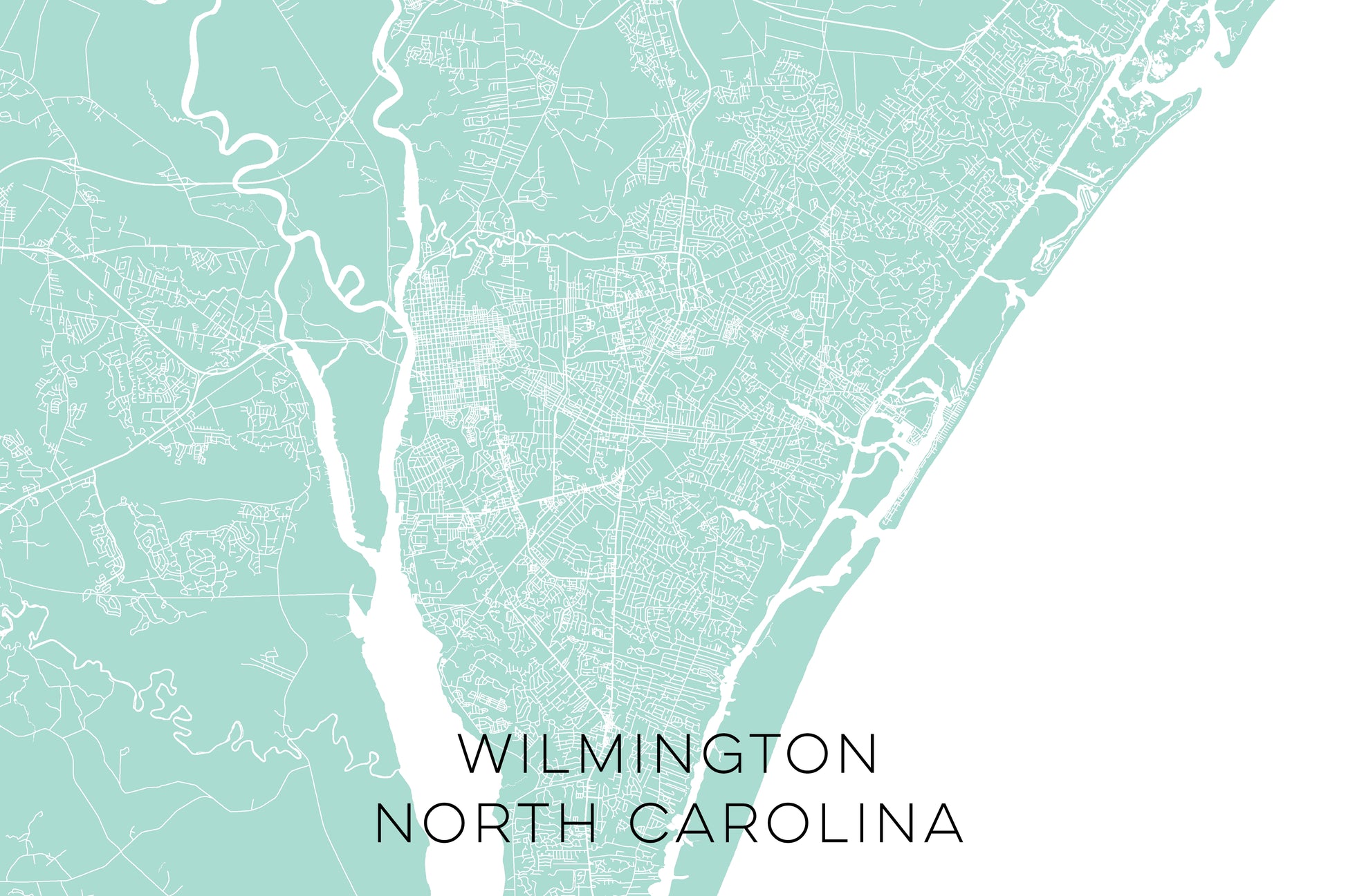 Wilmington North Carolina Map • Wilmington NC Custom Map • Wilmington ...